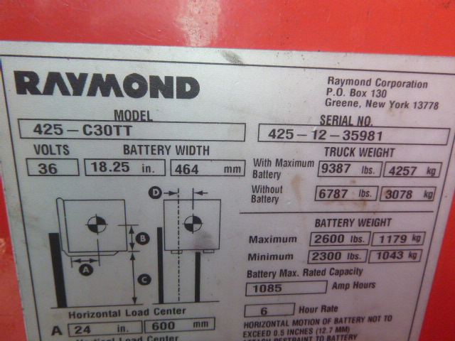 USED REACH TRUCK FORKLIFT RAYMOND 425-C30TT 425-12-35981 (F.UCHIYAMA ...